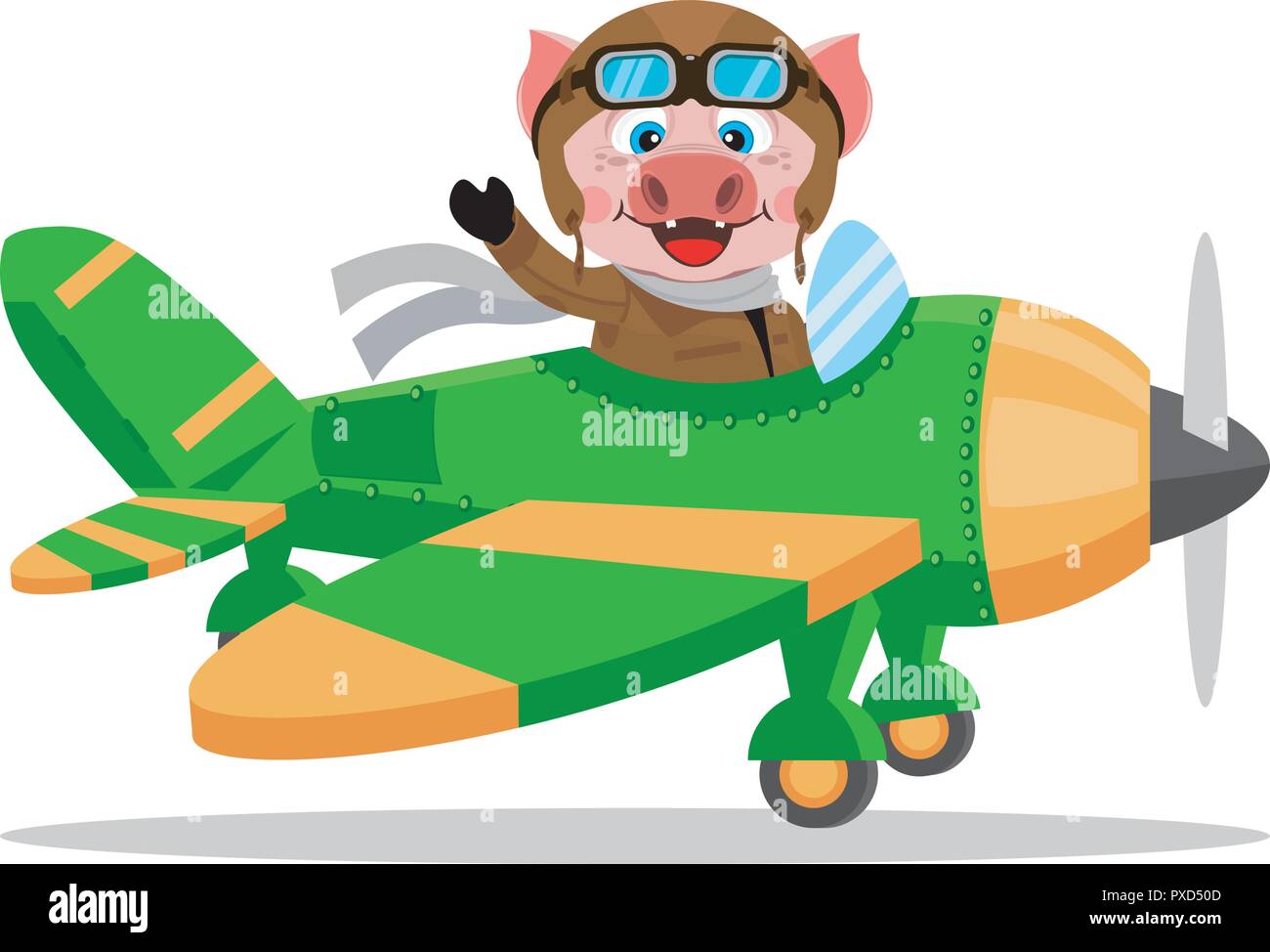 The pig on the plane. Vector illustration isolated on white background ...
