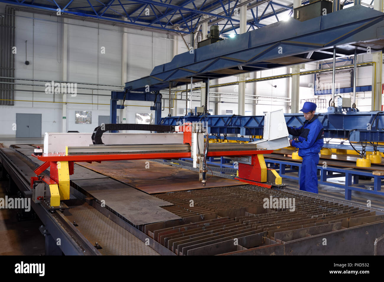 St. Petersburg, Russia - June 30, 2015: Worker at work in the Megapolis ...