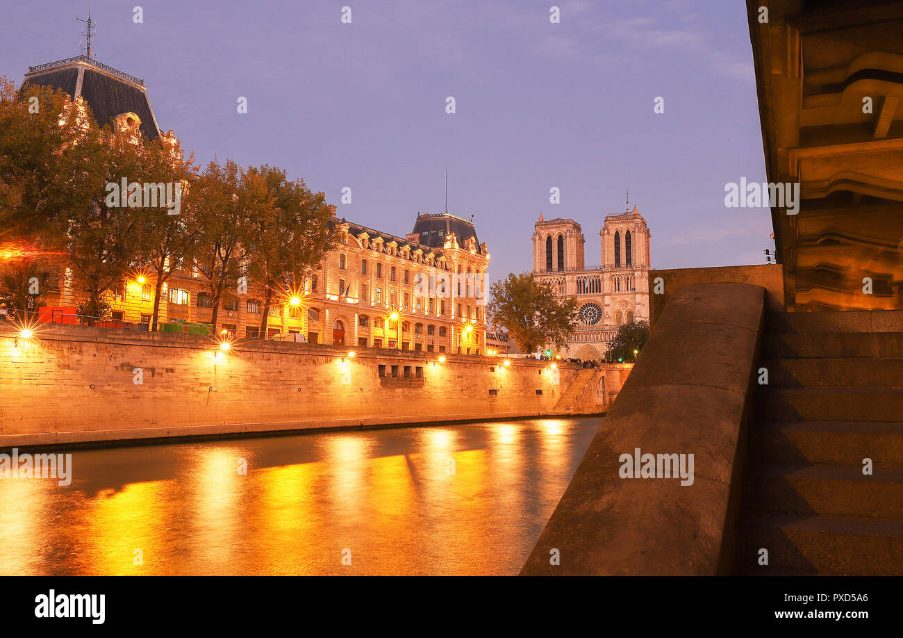 The Notre Dame Cathedral in the evening , Paris, France Stock Photo - Alamy