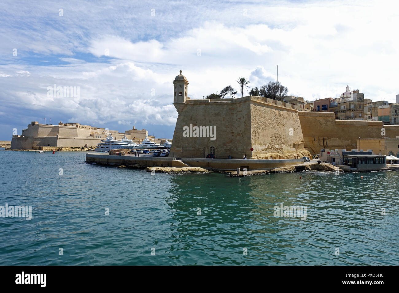 La Gardjola Gardens and Bastion, Senglea, Grand Harbour, Malta, with ...