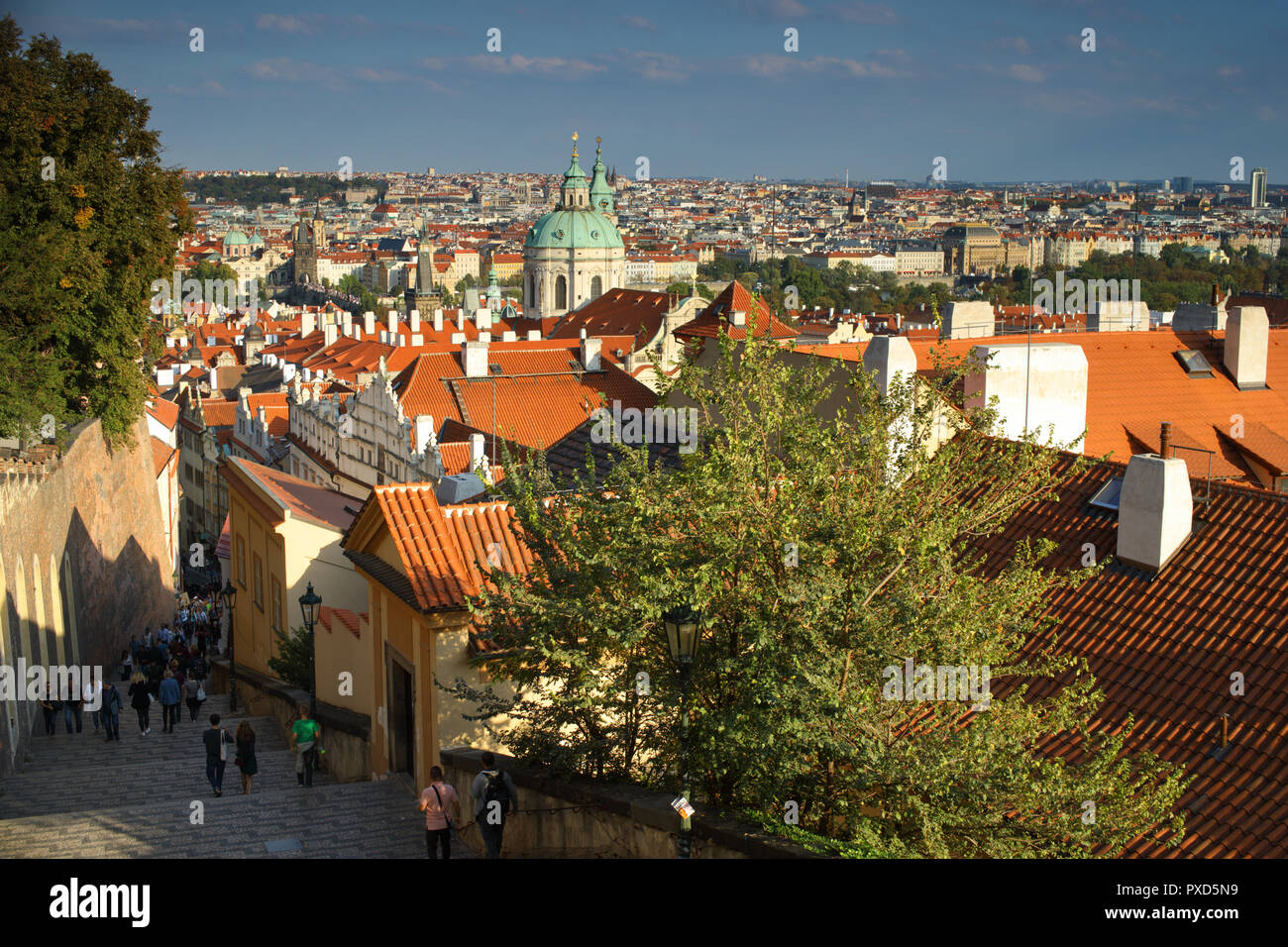 Prague, Czech Republic - September 15, 2018: People descending form ...