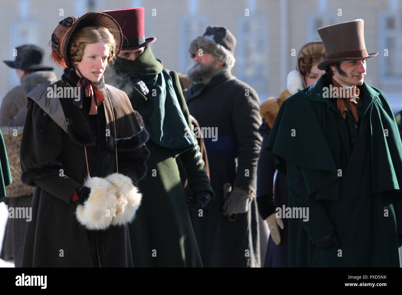 St. Petersburg, Russia - February 28, 2018: Actors during filming the ...