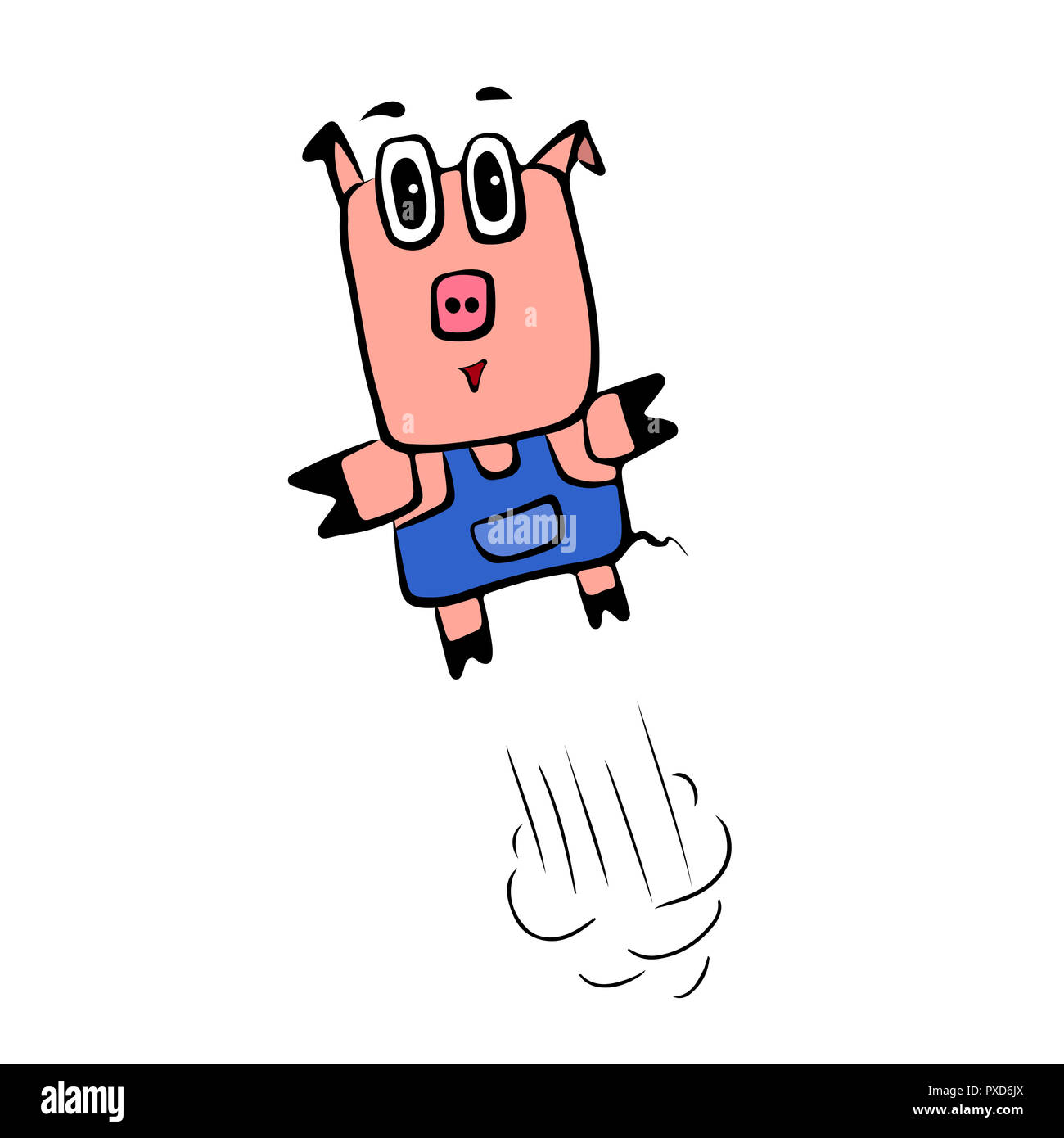 Stock Illustration Flying Pig on a White Background Stock Photo - Alamy