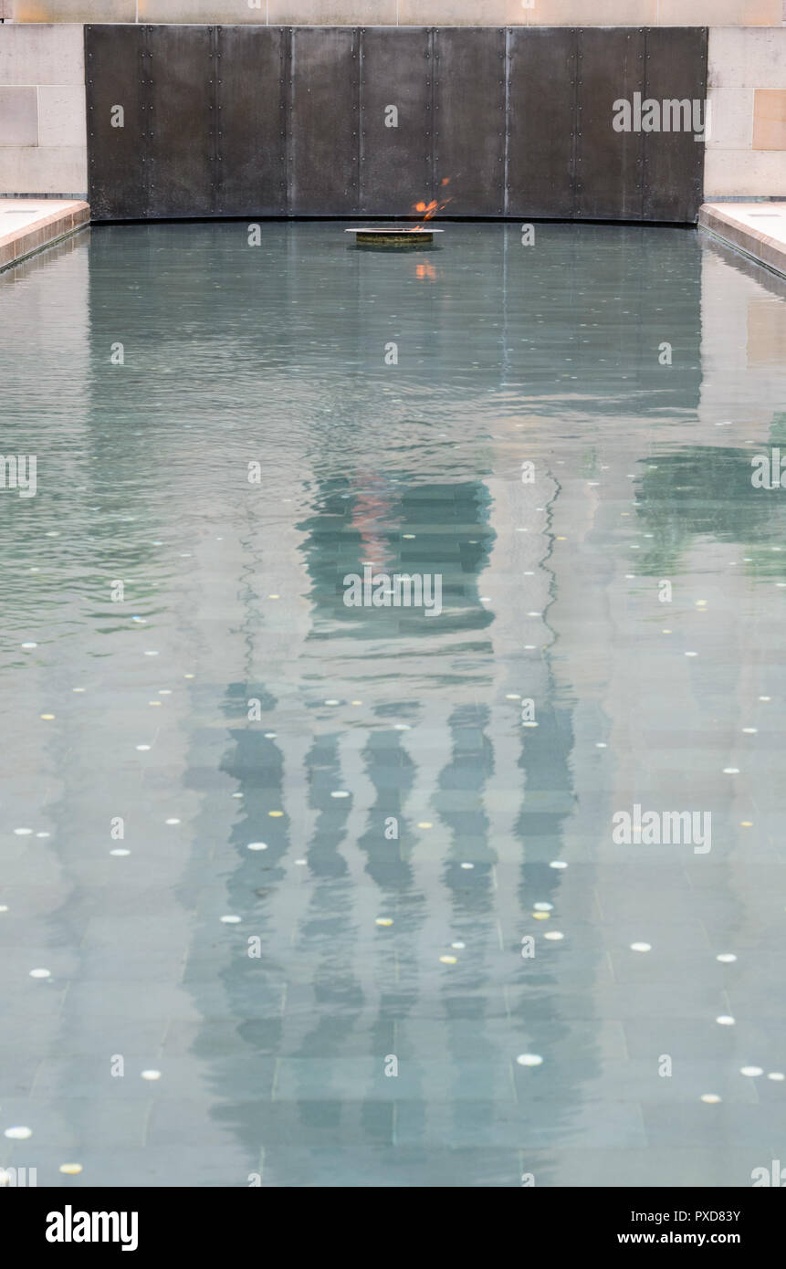 Reflection Pool and the Eternal Flame at the Canberra War Memorial in ...