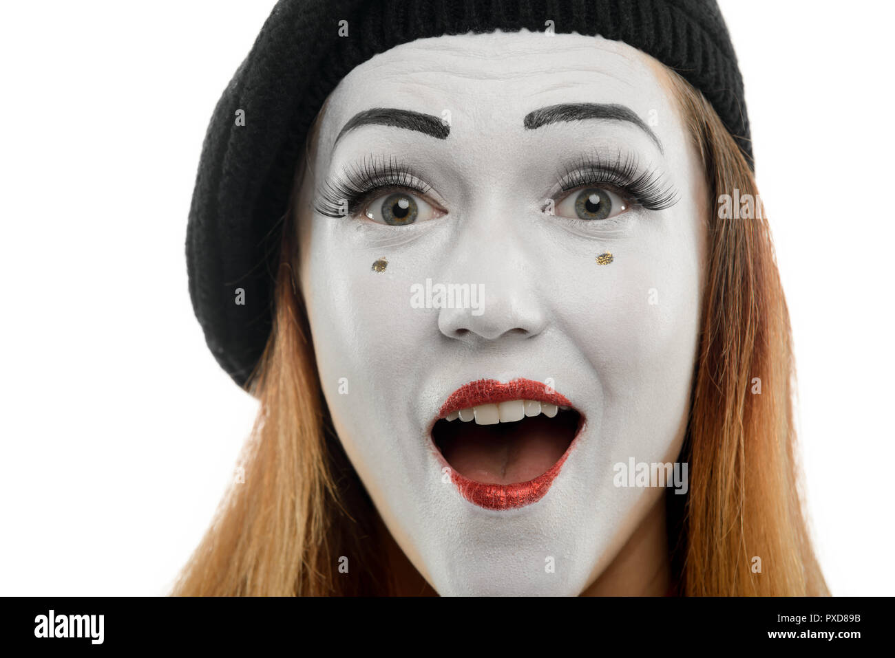 Close up on female mime Stock Photo - Alamy