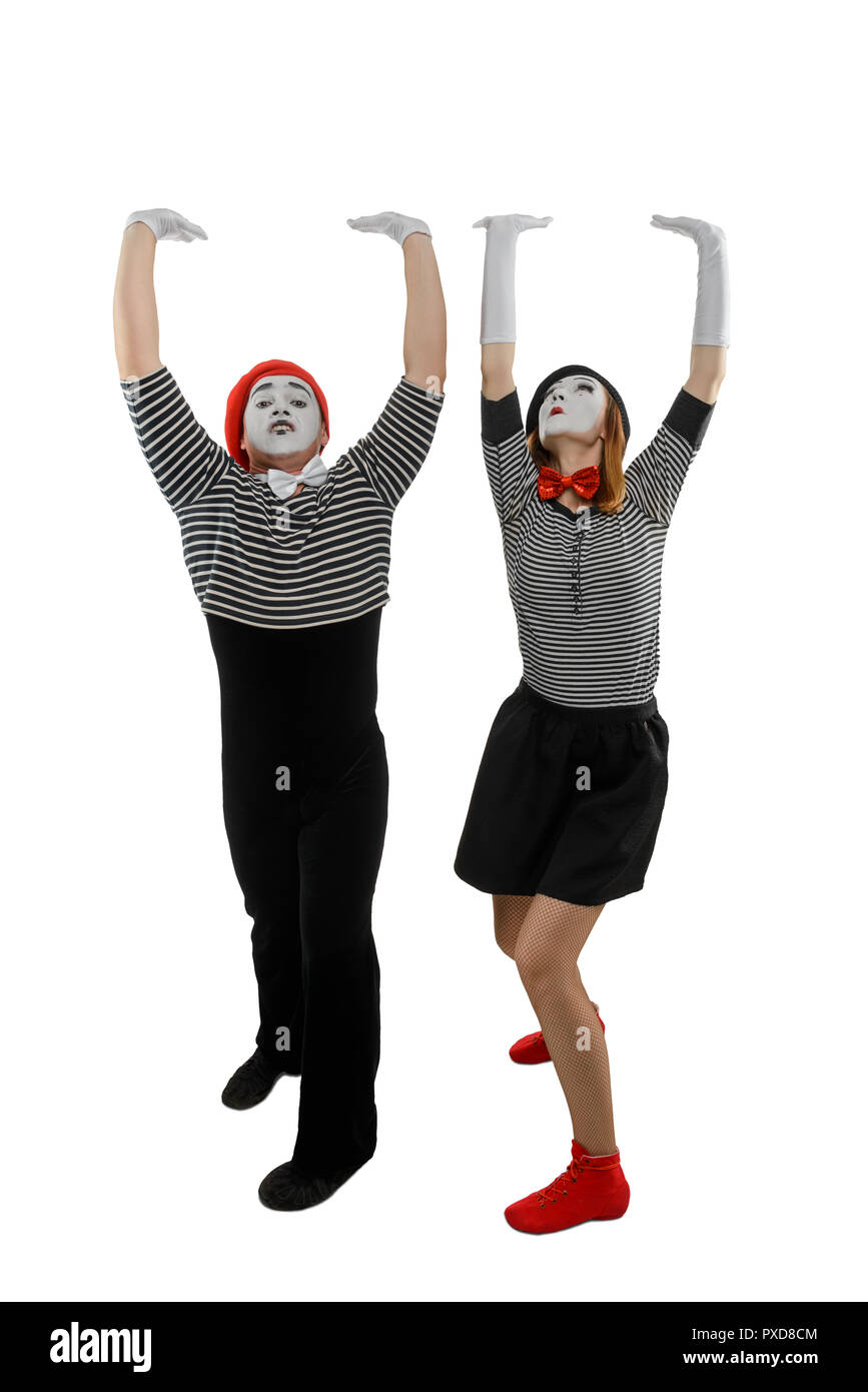 Couple of mimes in action Stock Photo - Alamy