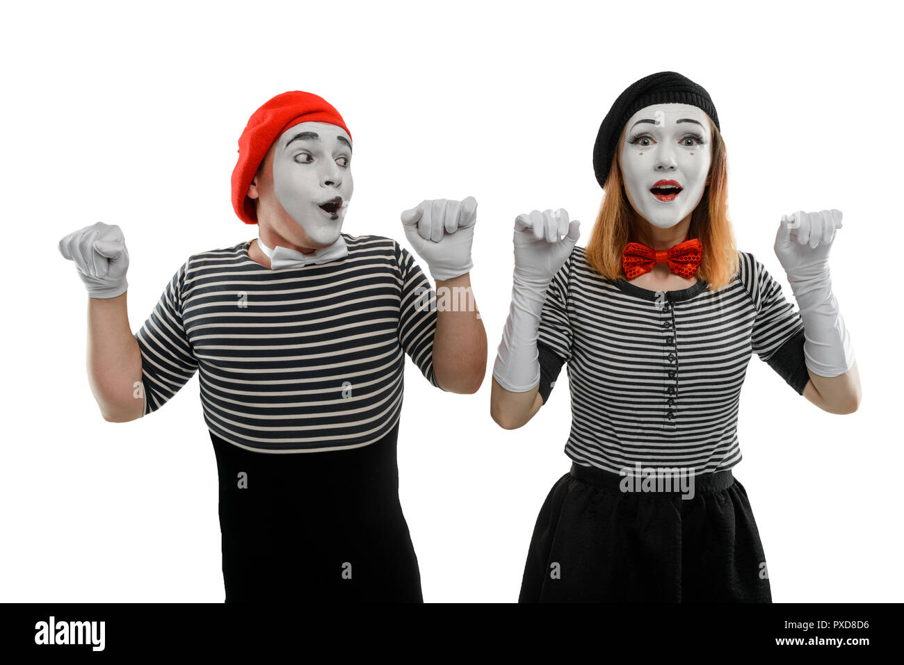 Couple of mimes on white Stock Photo - Alamy