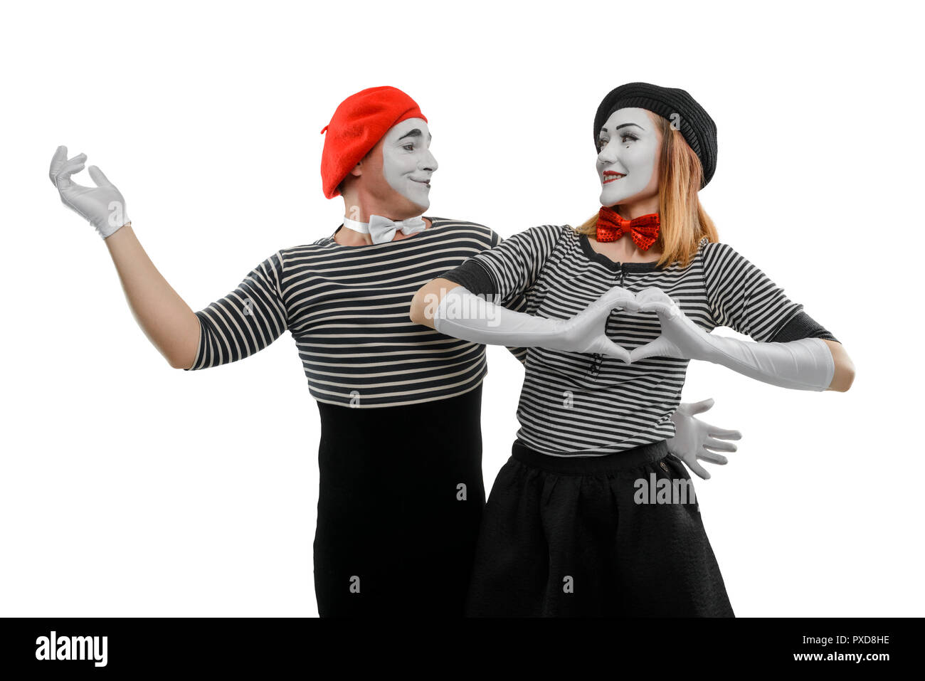 Romantic scene of two mimes Stock Photo - Alamy