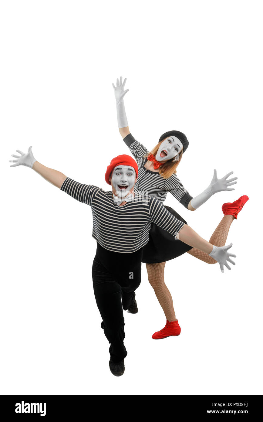 Male and female mimes dancing Stock Photo - Alamy