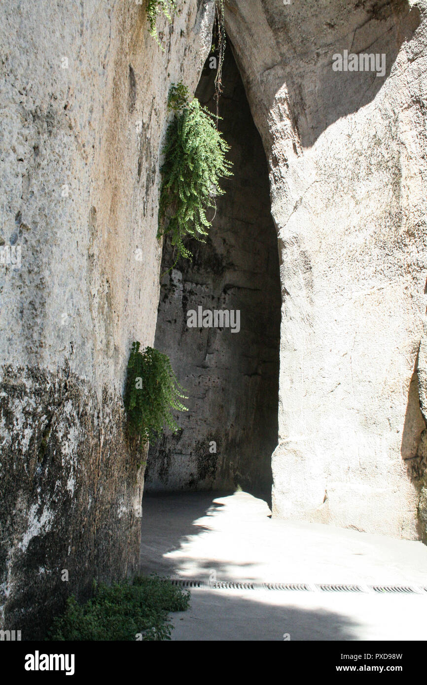 Dionysius ear , ancient greek prison called Latomie in Siracusa ...