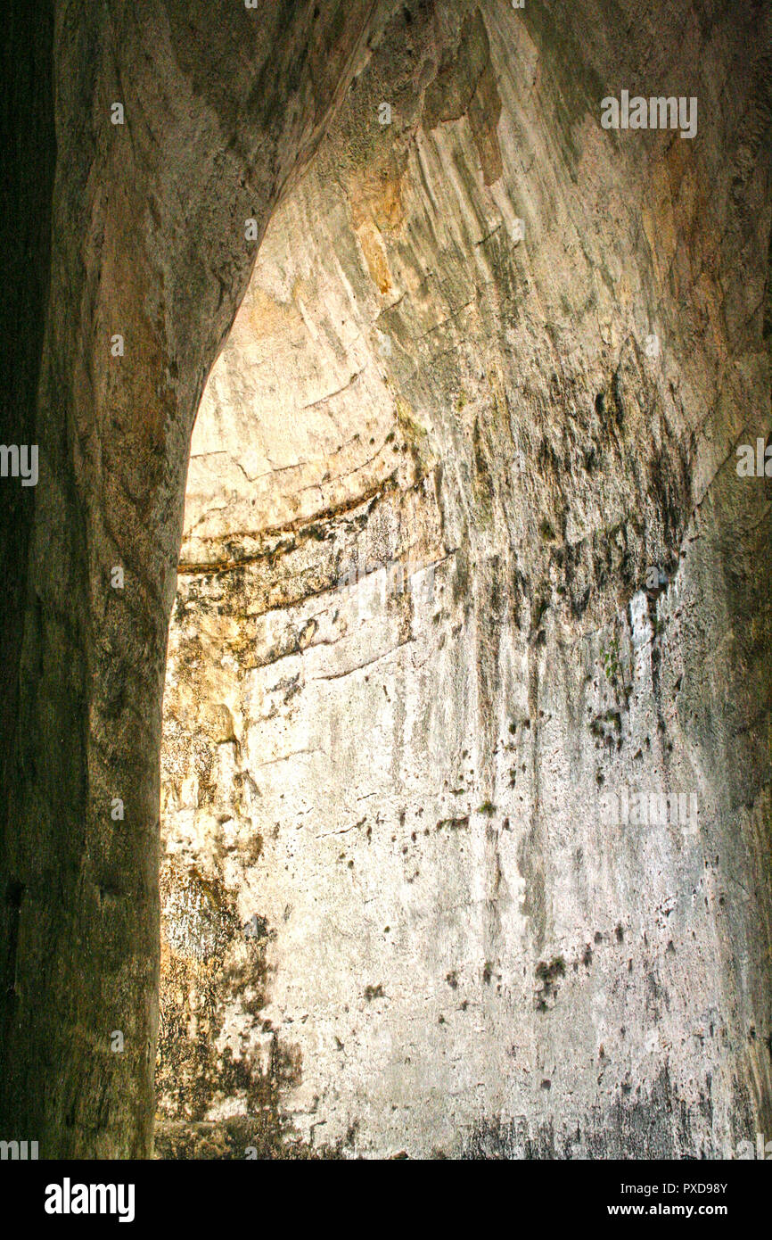 Dionysius ear , ancient greek prison called Latomie in Siracusa ...