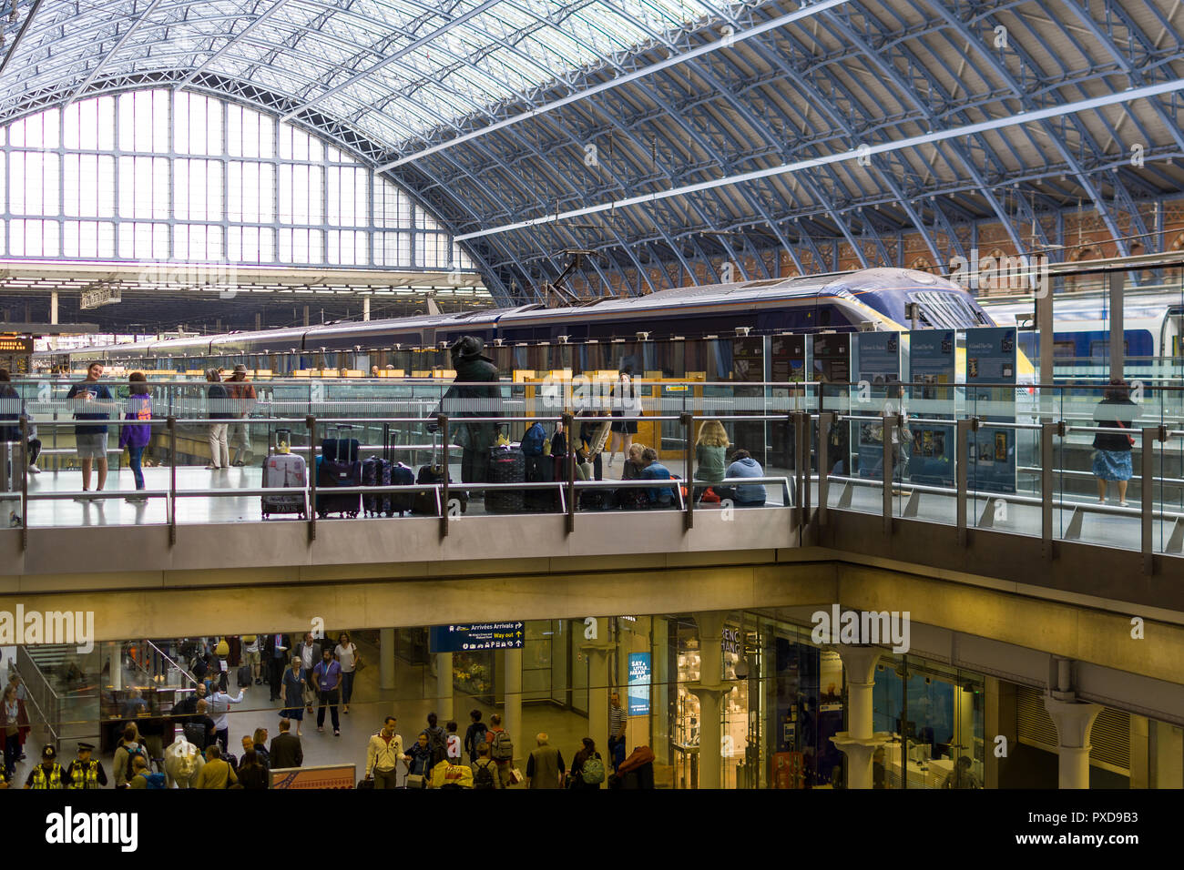 View of first and ground floor of St Pancras International with ...