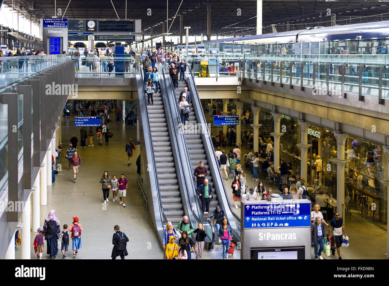 View of The Arcade shopping area in St Pancras International with ...