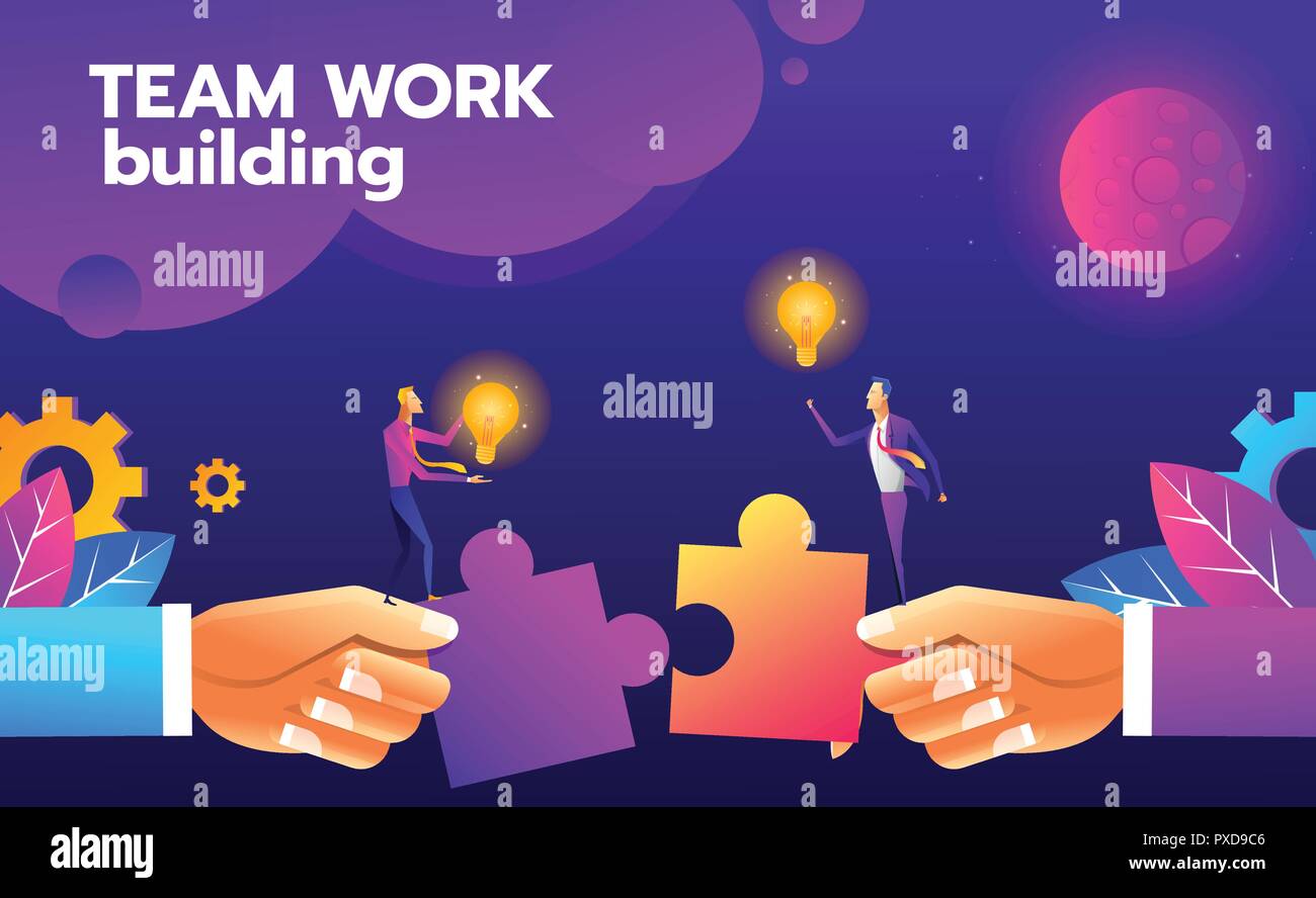 Teamwork puzzle building idea. Concept of collaboration, communication ...