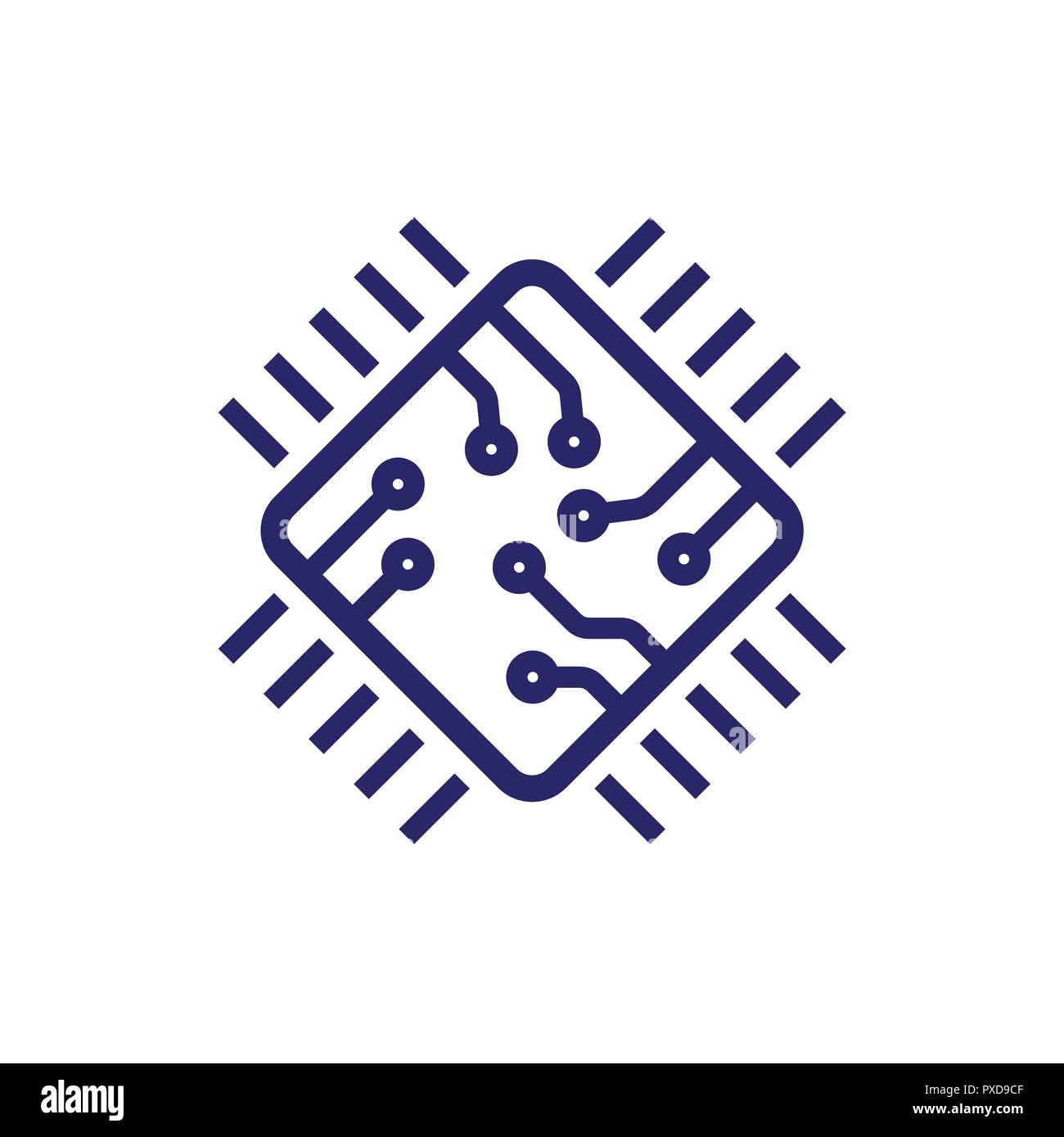 Processor Line Vector Icon For Websites And Mobile Minimalistic Flat