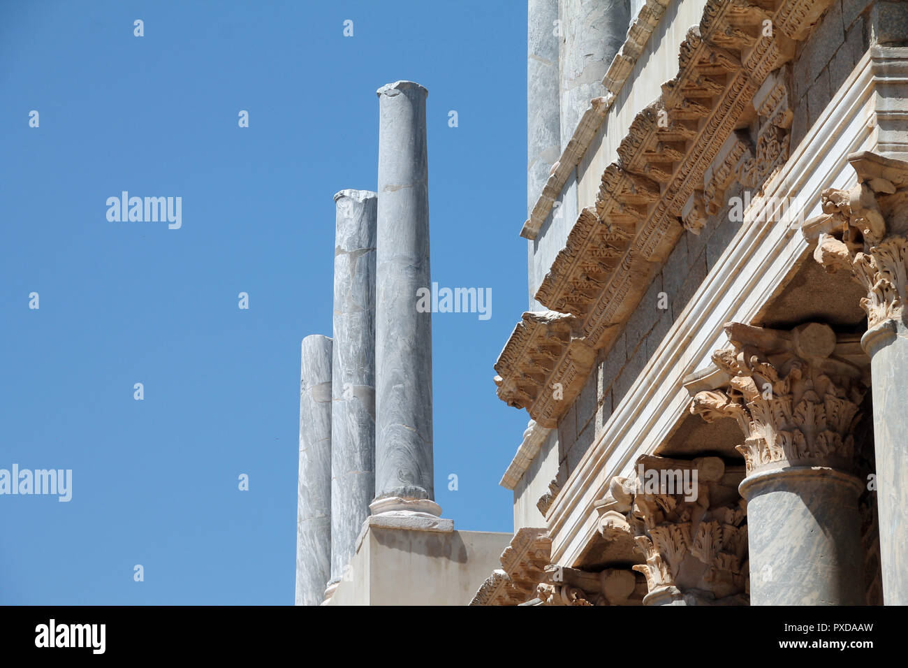 Interesting areas of a Roman theater built in stone Stock Photo - Alamy