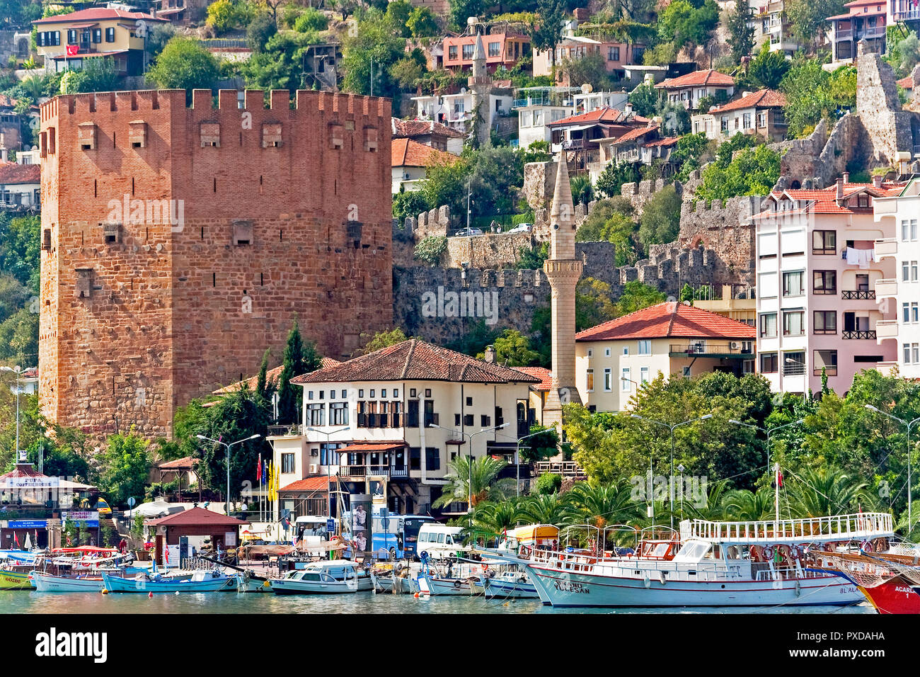 The Red Tower Alanya Turkey Stock Photo - Alamy