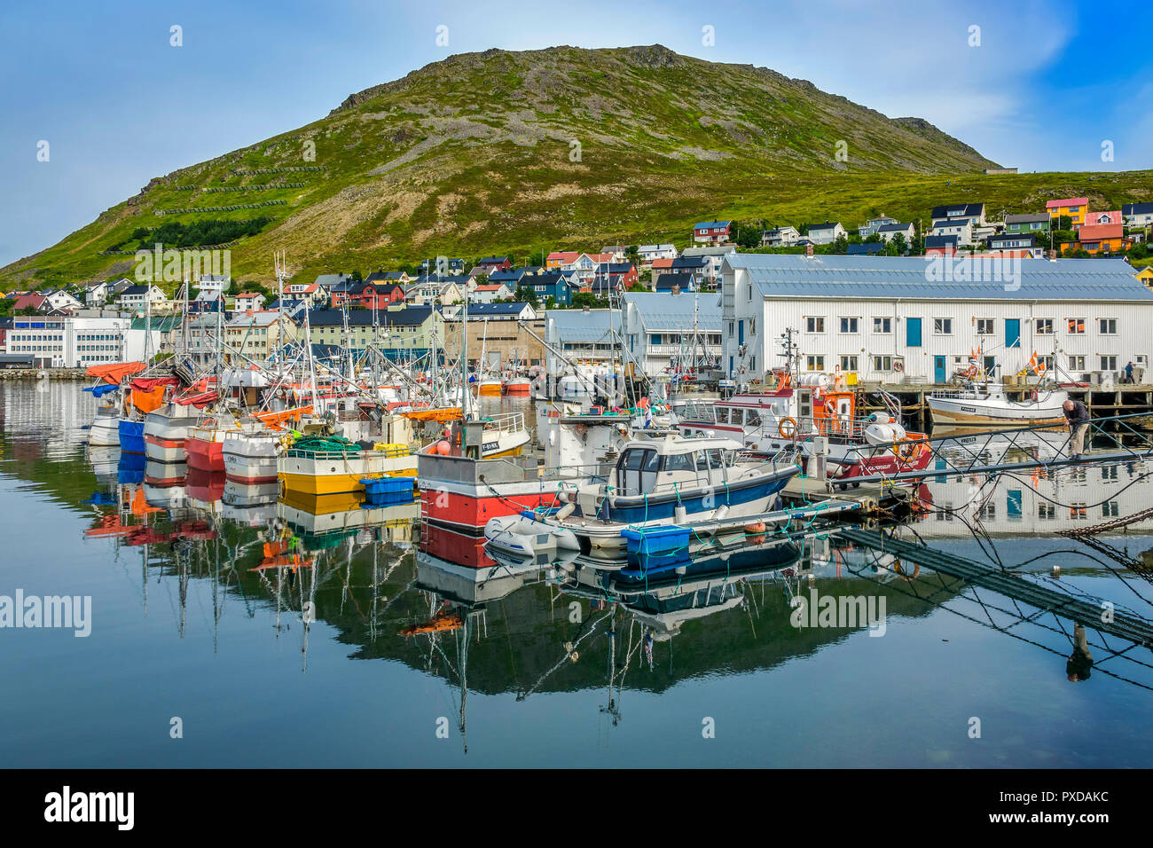 Harbour and Village Of Honningsvag, Norway Stock Photo - Alamy