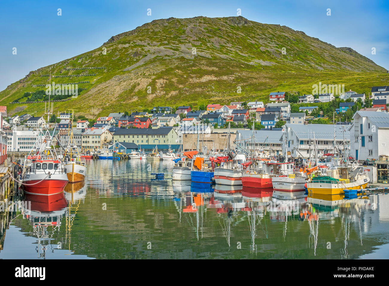 Harbour and Village Of Honningsvag, Norway Stock Photo - Alamy