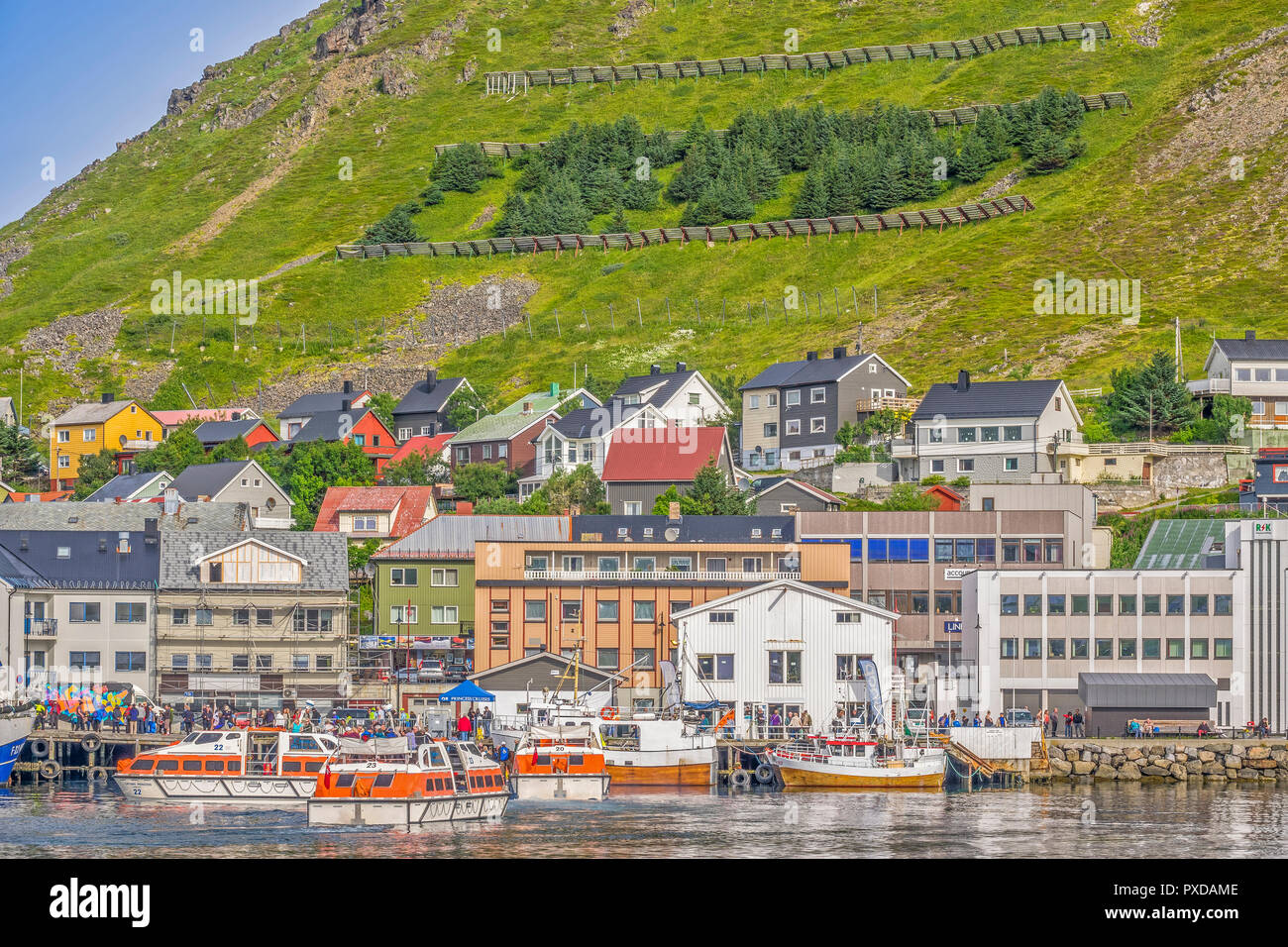 Harbour and Village Of Honningsvag, Norway Stock Photo - Alamy