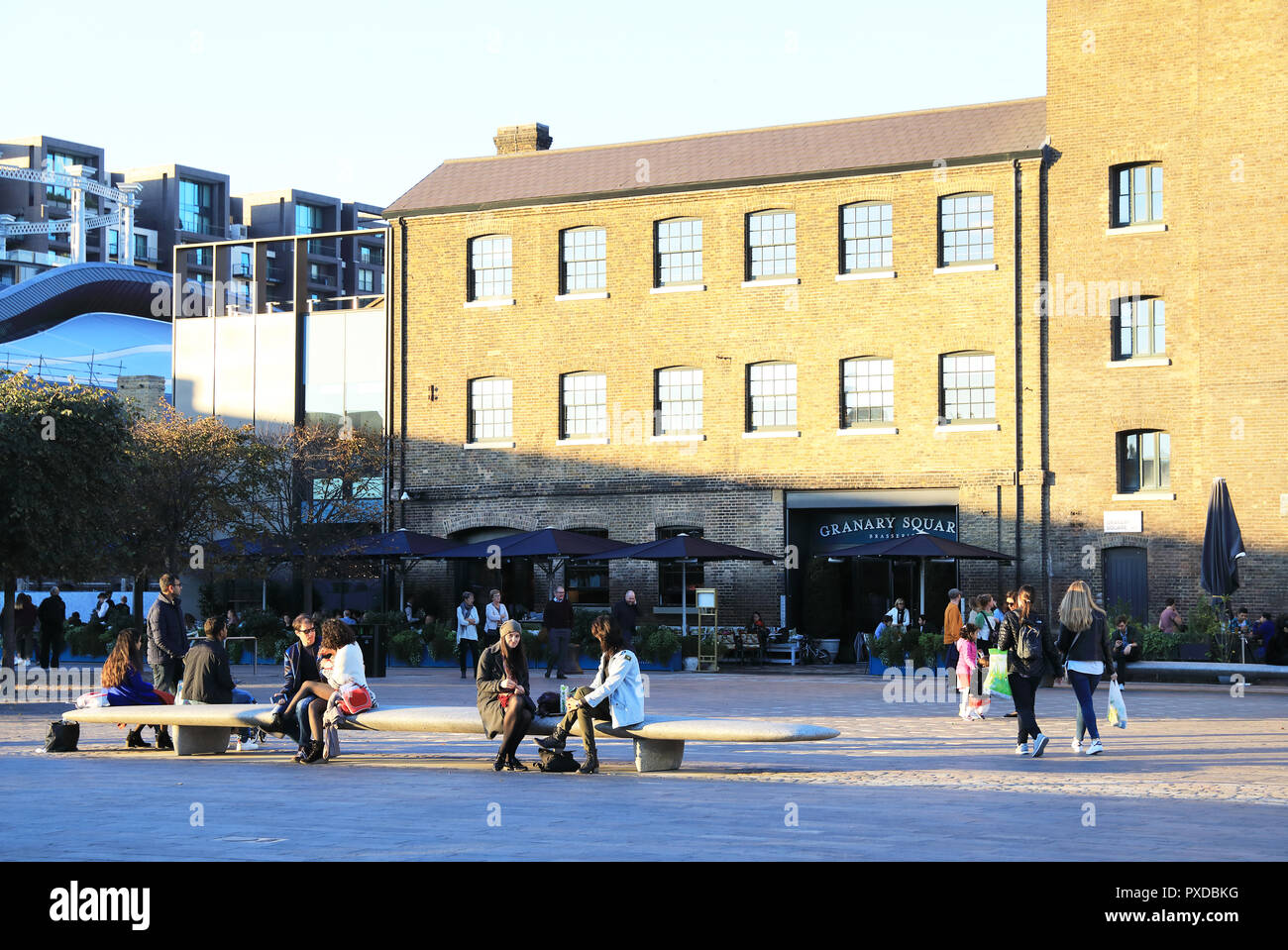 Granary Square at Kings Cross, in Autumn, in London NC1, UK Stock Photo ...