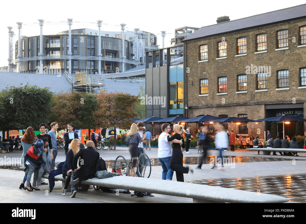 Granary Square at Kings Cross, in Autumn, in London NC1, UK Stock Photo ...