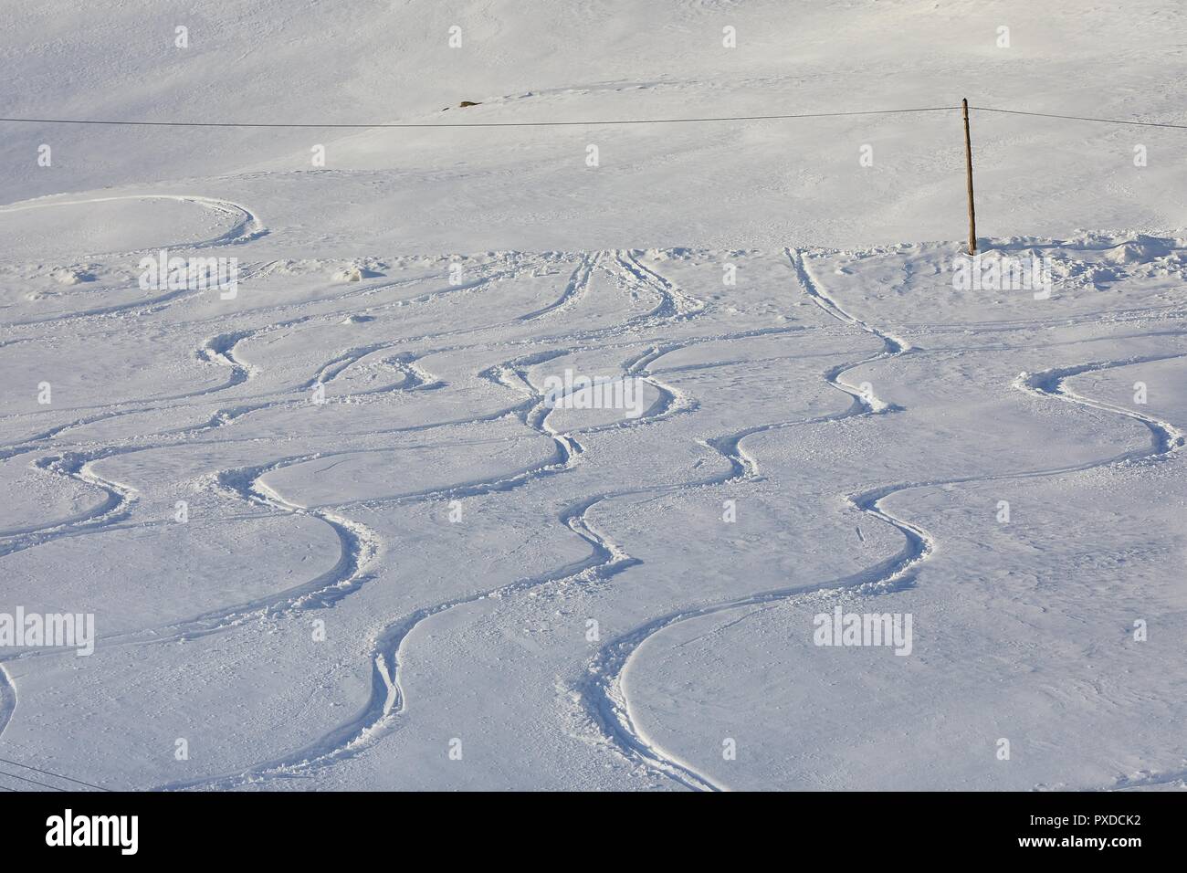 Ski Slope with Fresh Curves Stock Photo - Alamy