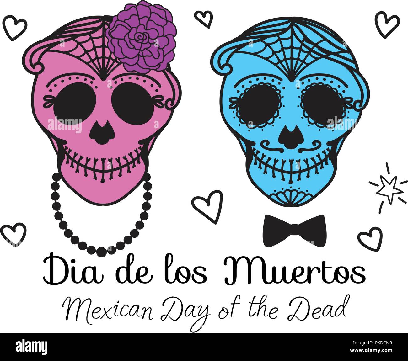 Old Catrina woman and man with make up of sugar skull. Dia de los ...