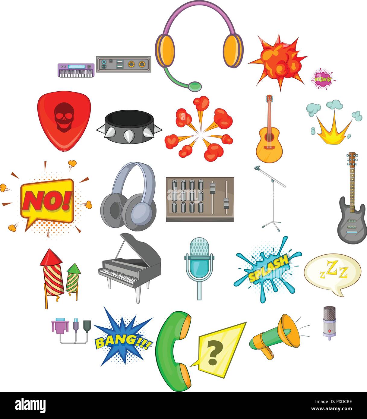 Musical composition icons set, cartoon style Stock Vector Image & Art ...