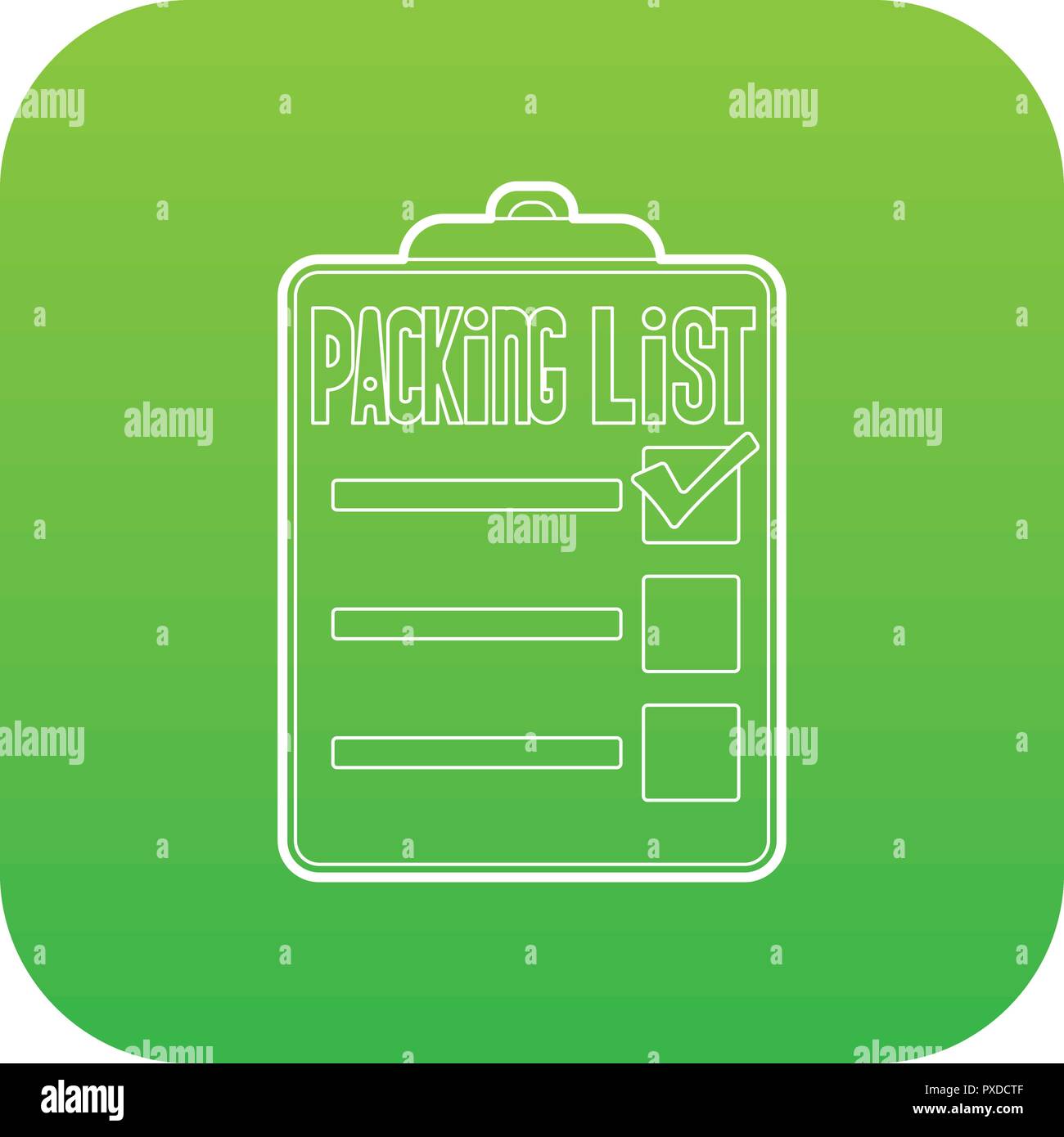 Packing list icon green vector Stock Vector Image & Art - Alamy