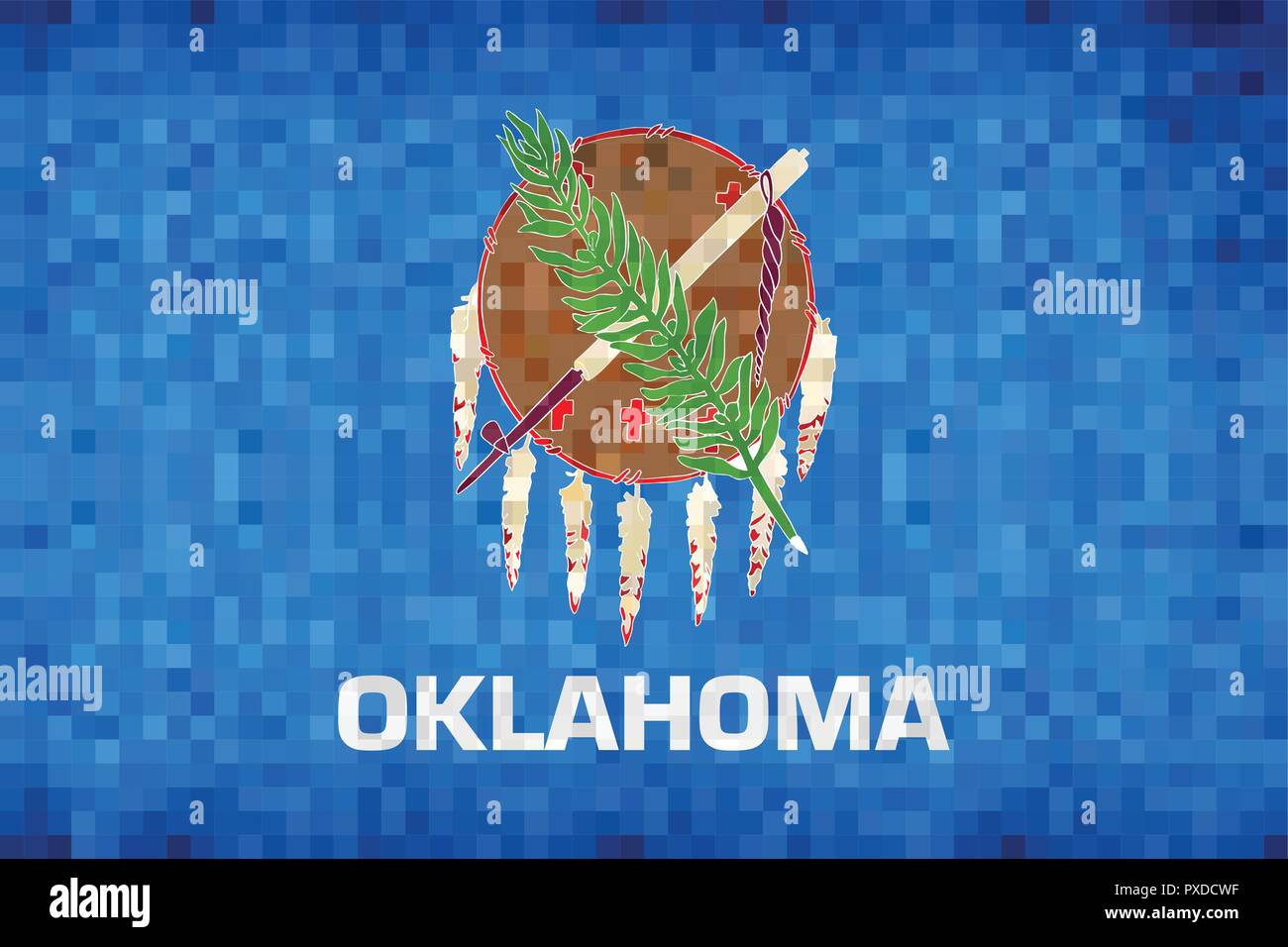 Abstract grunge mosaic flag of Oklahoma - illustration, The flag of the ...