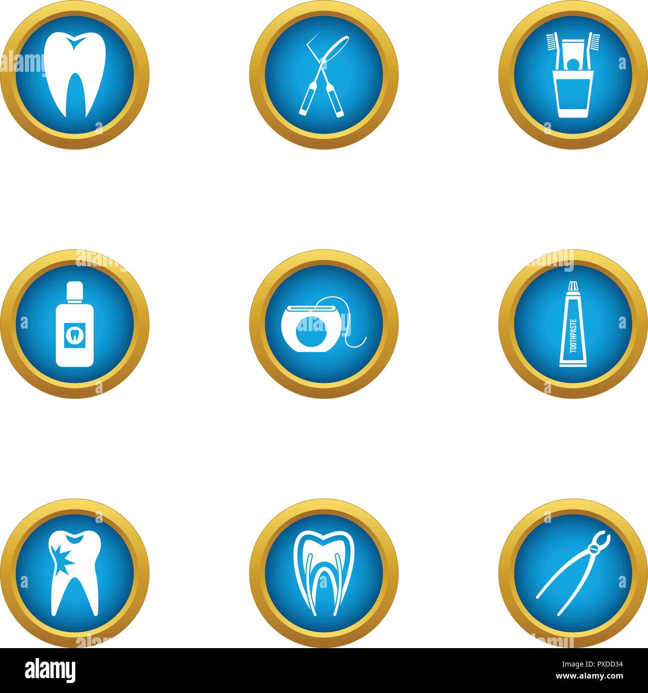 Toothache icons set, flat style Stock Vector Image & Art - Alamy