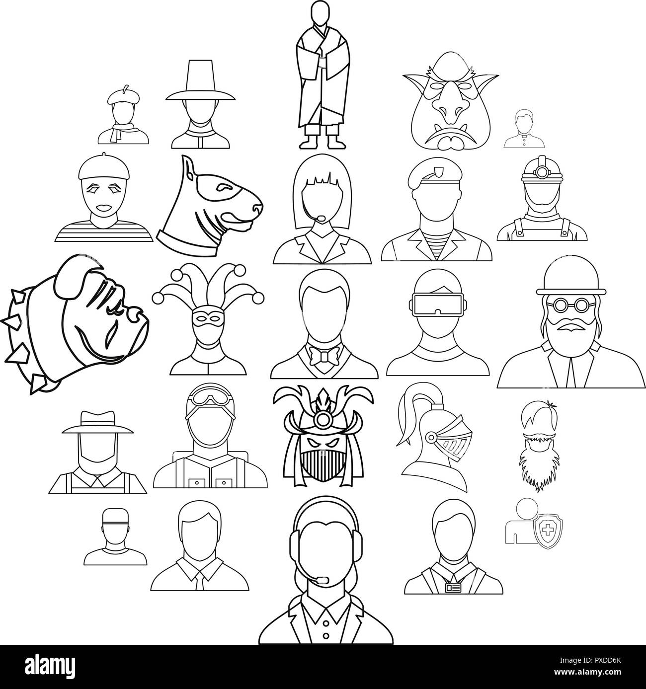 Embodiment icons set, outline style Stock Vector Image & Art - Alamy