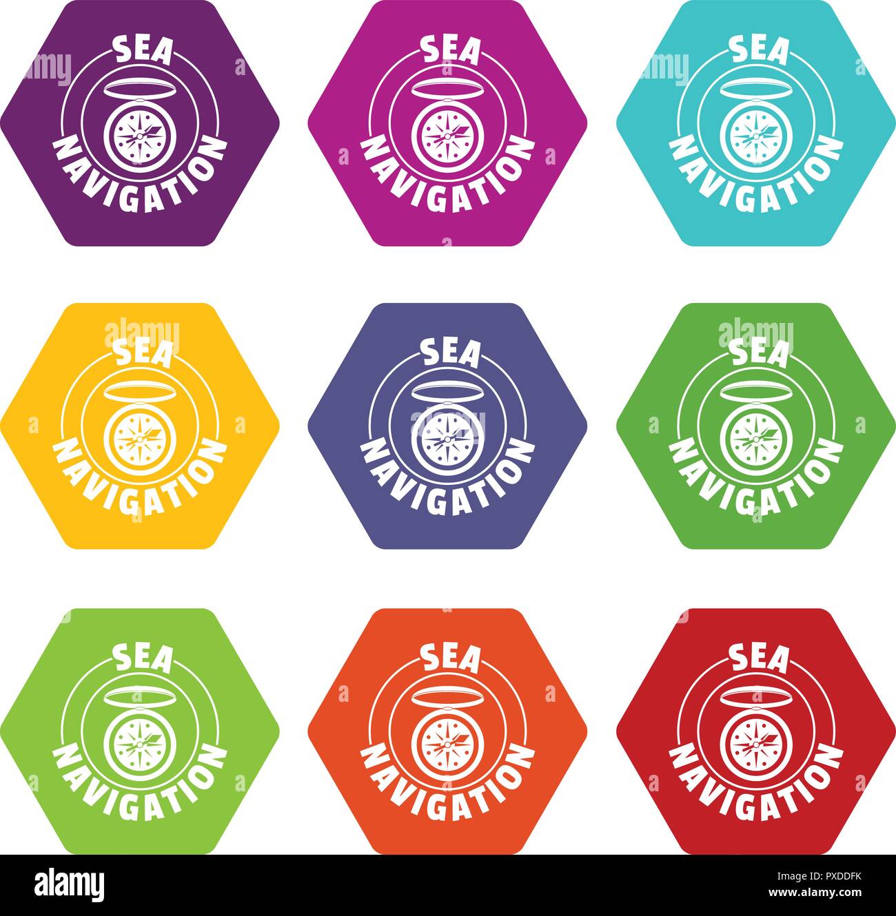 Compass icons set 9 vector Stock Vector Image & Art - Alamy