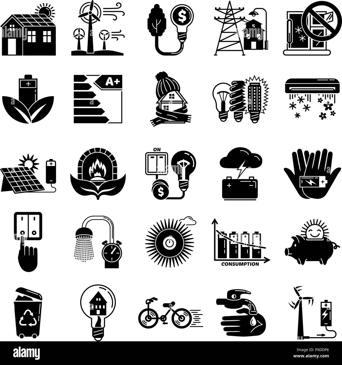 Energy saving icon set, simple style Stock Vector Image & Art - Alamy