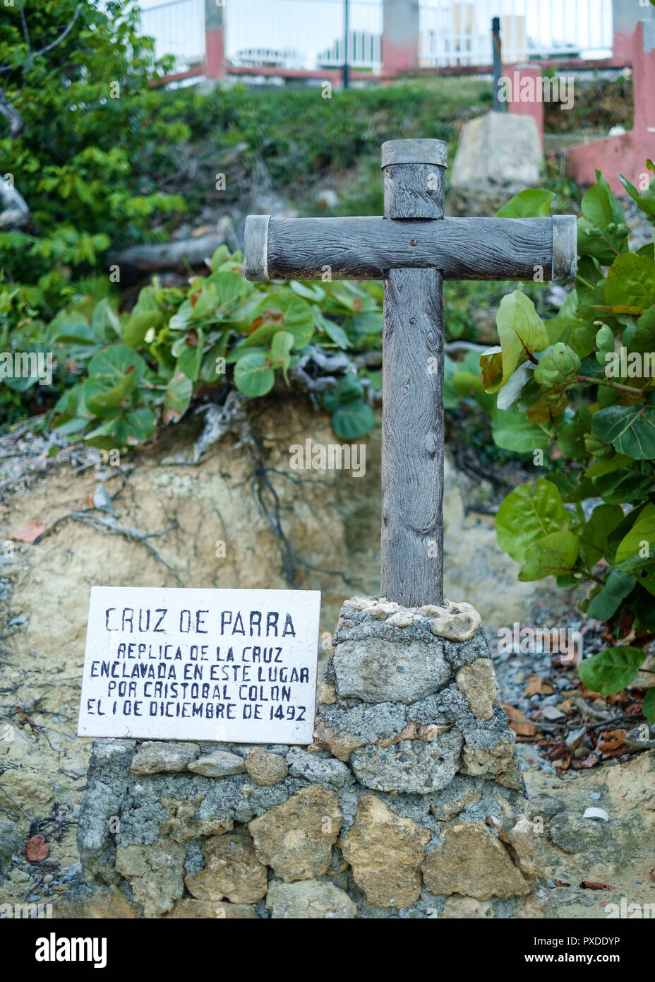 Replica of the cross of Christopher Colombus, Baracoa, Cuba Stock Photo ...