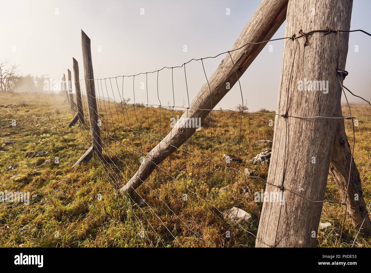 Fence on a field Stock Photo - Alamy