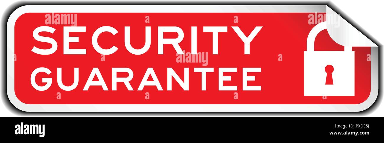 Red peel off sticker wording security guarantee with lock icon Stock ...