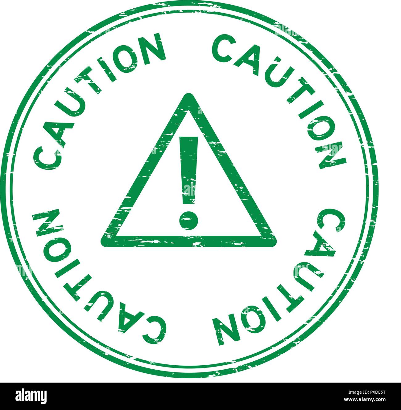 Grunge green caution with sign round rubber seal stamp Stock Vector ...