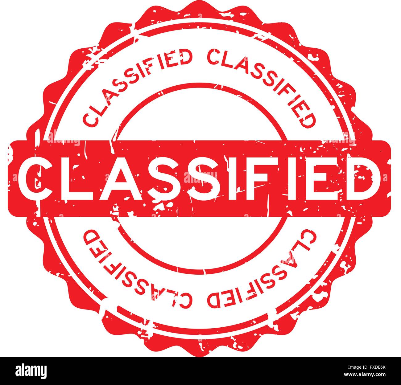 Grunge red classified round rubber stamp on white background Stock ...