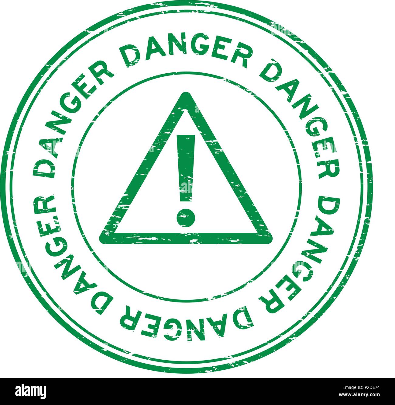 Grunge green danger round rubber seal stamp on white background Stock ...