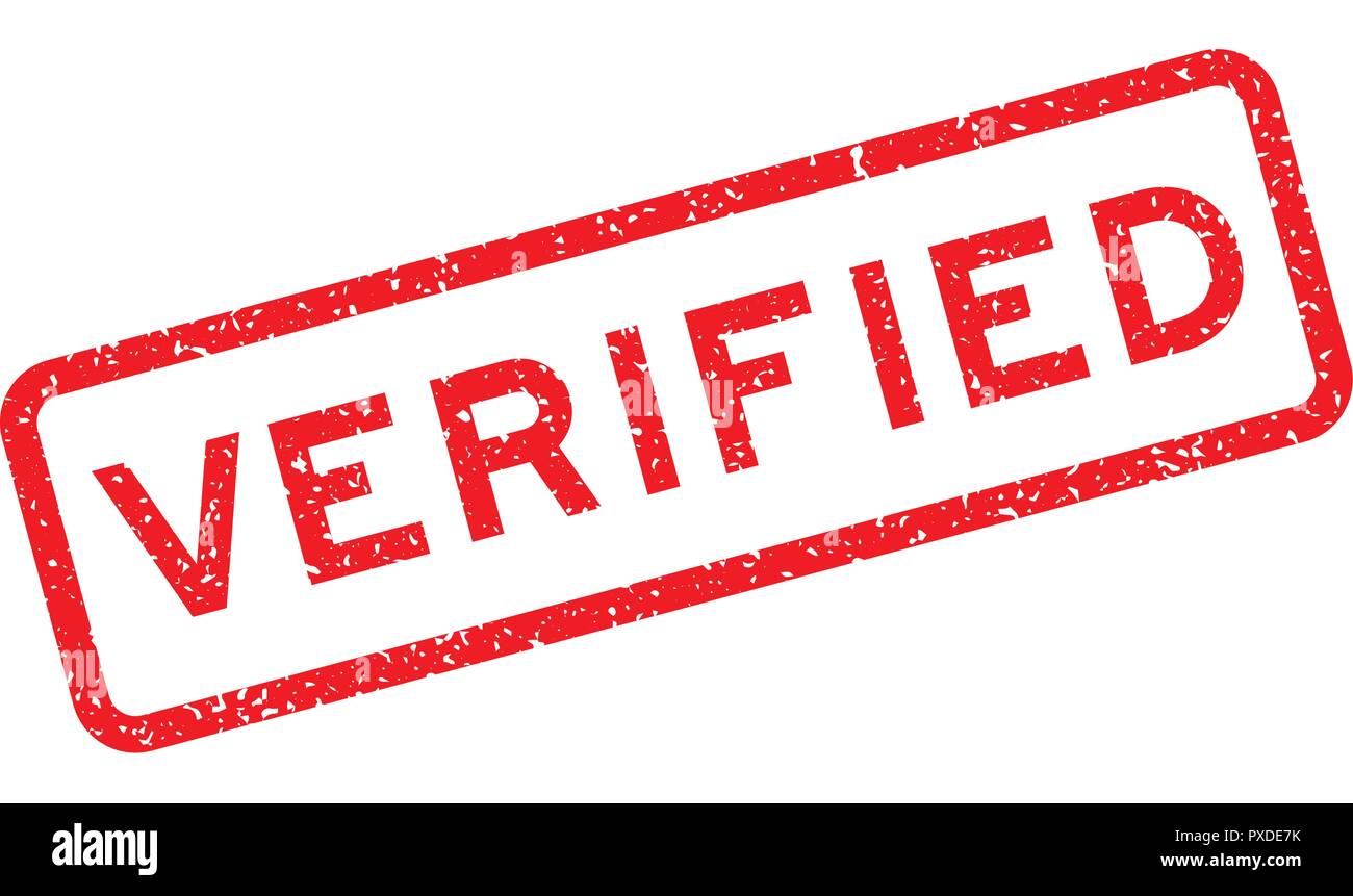 Grunge red verified square rubber stamp on white background Stock ...