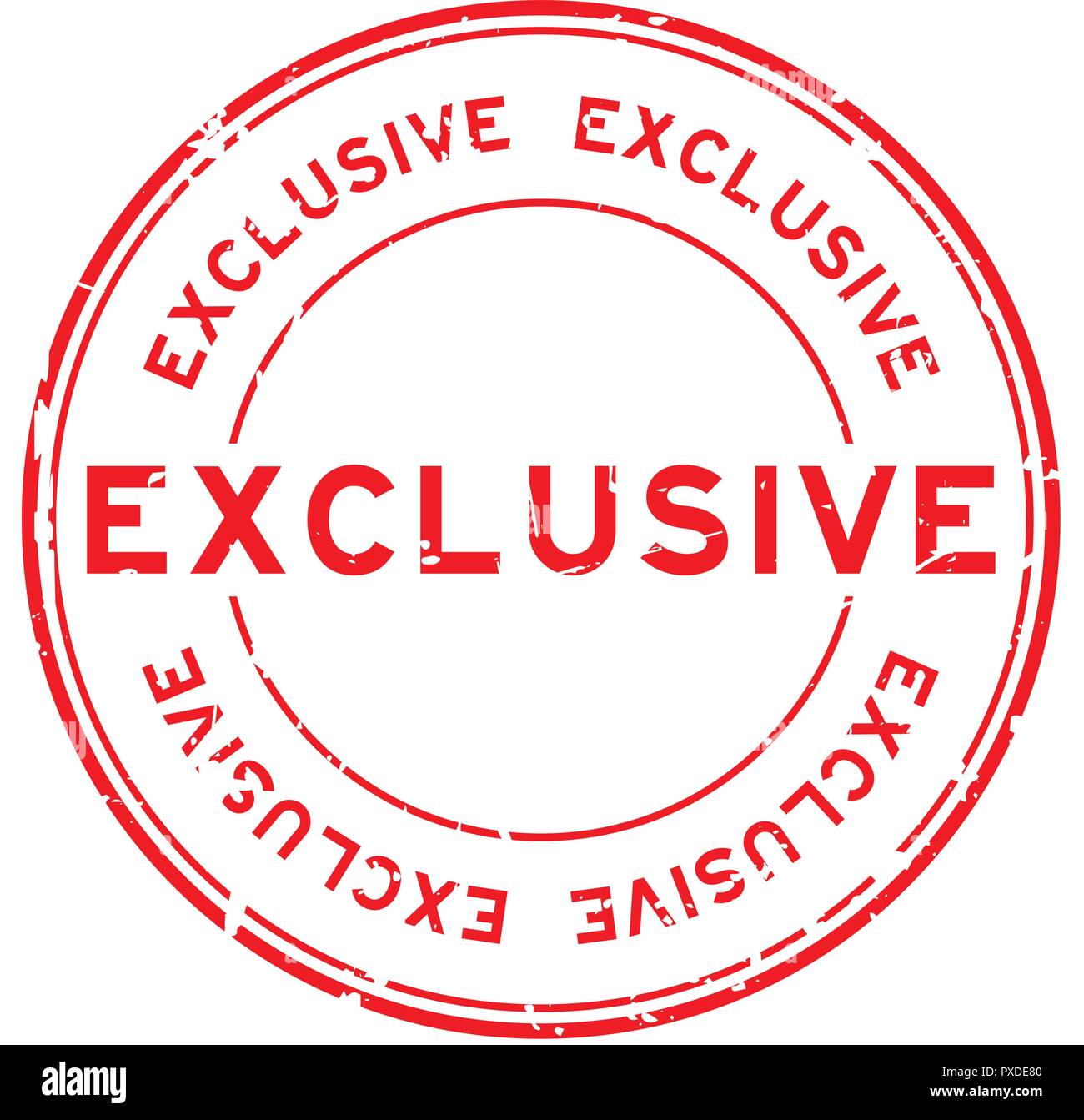 Grunge red exclusive round rubber seal stamp on white background Stock ...