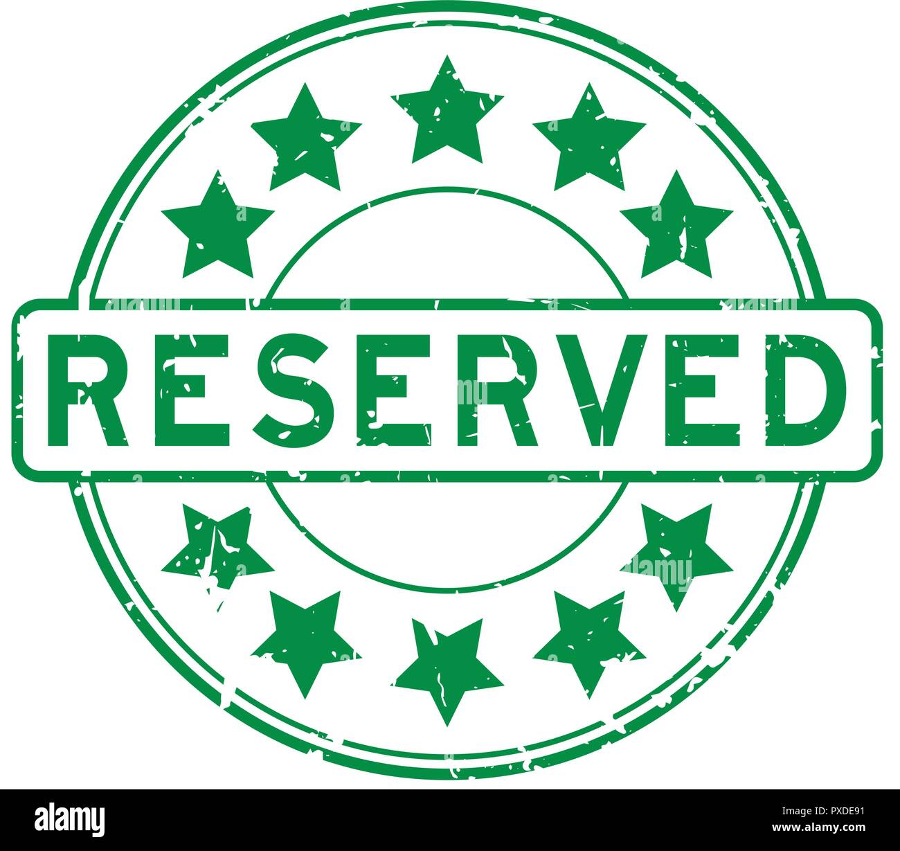 Grunge green reserve with star icon round rubber stamp Stock Vector ...