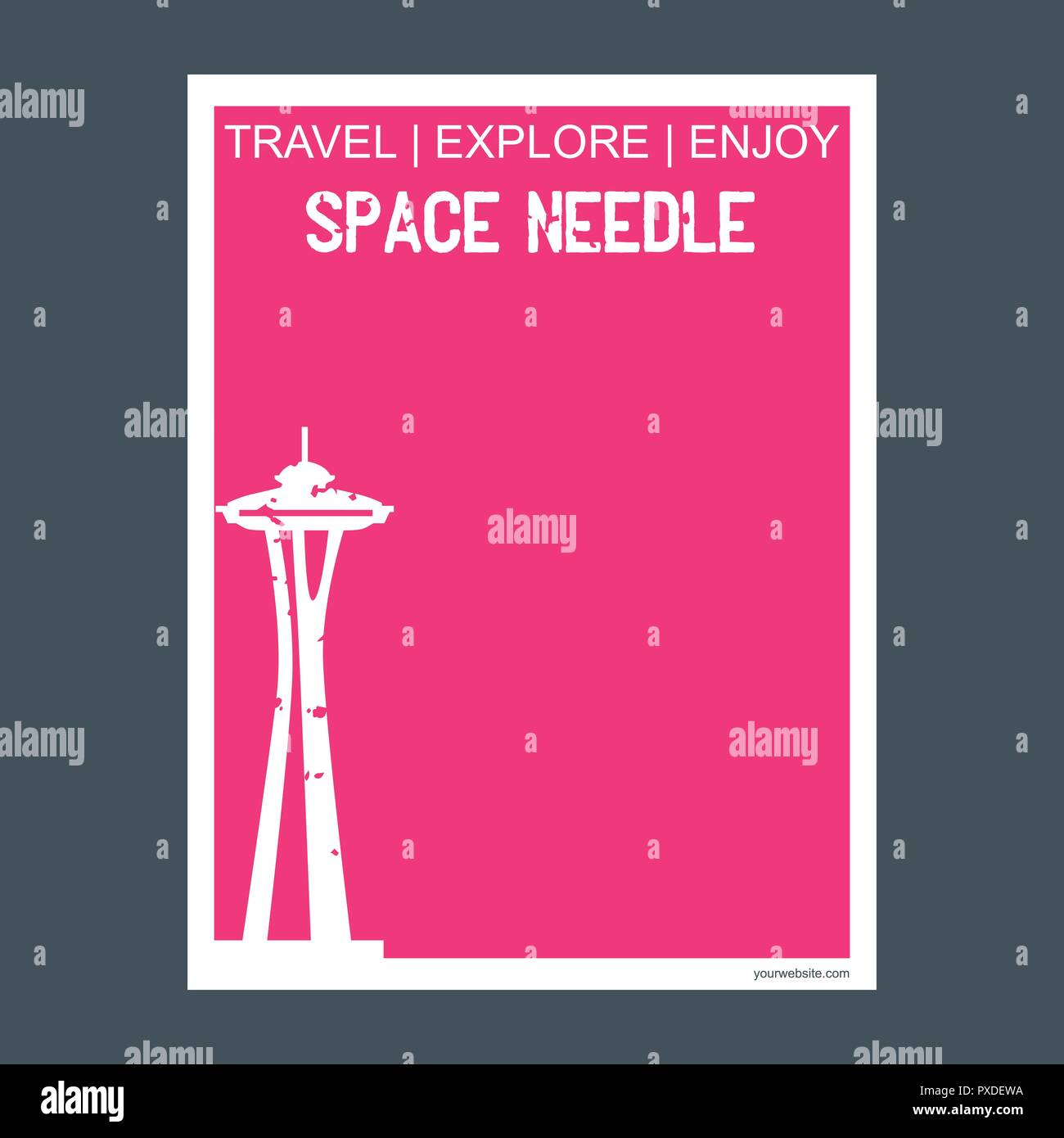 Space Needle Seattle, Washington monument landmark brochure Flat style ...