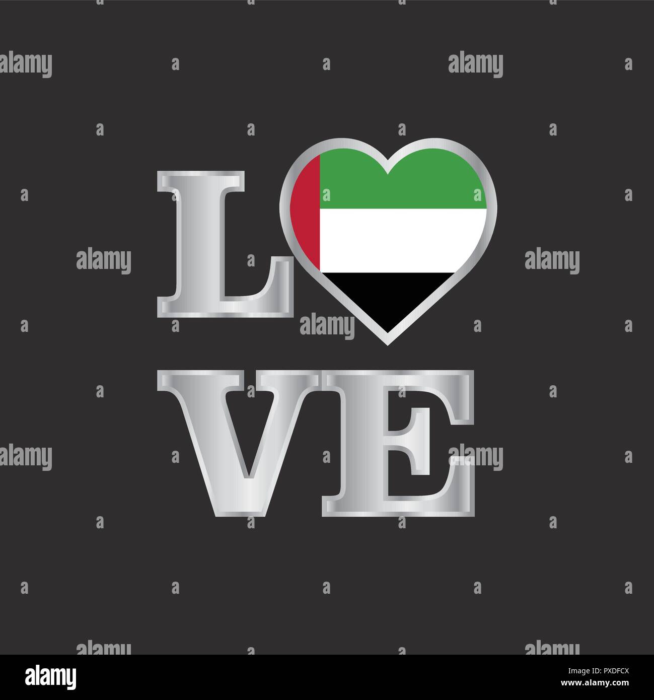 Love typography UAE flag design vector beautiful lettering Stock Vector ...
