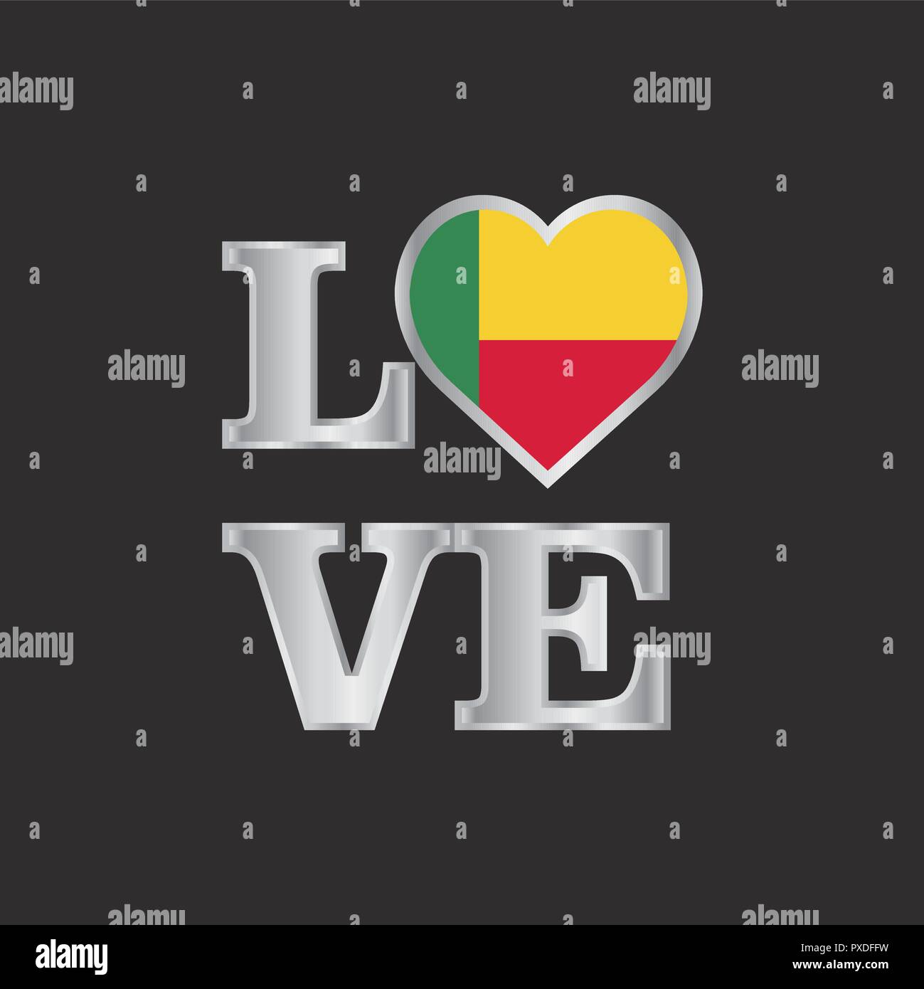 Love typography Benin flag design vector beautiful lettering Stock ...