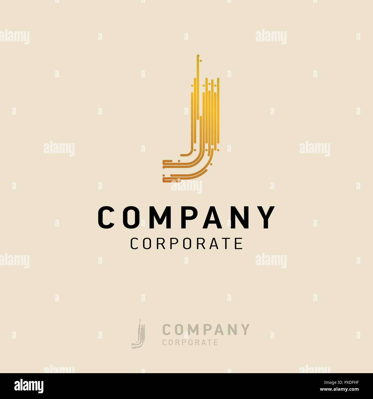J company logo design with visiting card vector Stock Vector Image ...