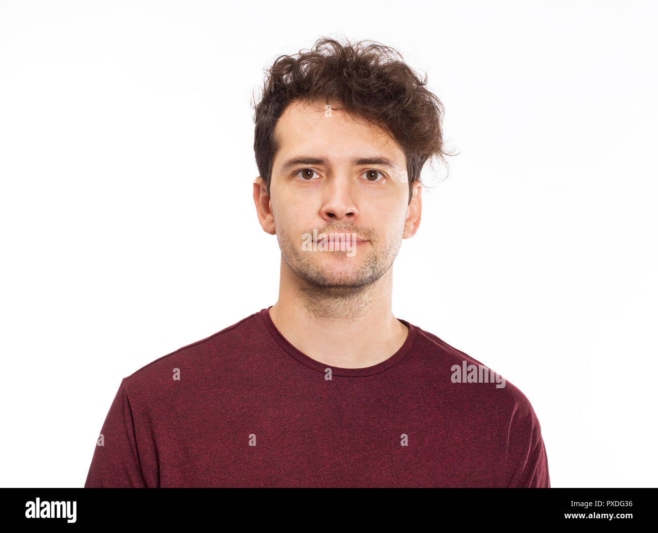 Portrait of a handsome man smiling at the camera. Isolated on white ...