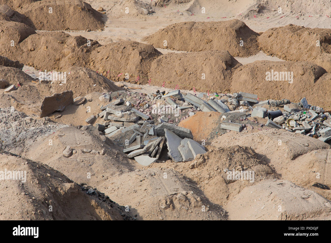 sand or dirt for foundation on construction site Stock Photo - Alamy